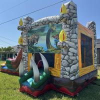 China Party Rentals Must-Have Customize Accepted Jurassic Dinosaur Theme Commercial PVC Inflatable Bounce House with Slide for sale