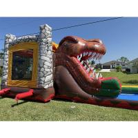 China Party Rentals Must-Have Customize Accepted Jurassic Dinosaur Theme Commercial PVC Inflatable Bounce House with Slide for sale