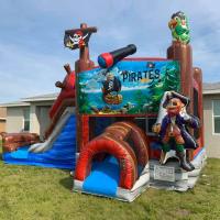 China 27ft Adults Size Pirate Ship Inflatable Bounce House with Slide and WaterSlide Combo for sale