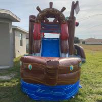 China 27ft Adults Size Pirate Ship Inflatable Bounce House with Slide and WaterSlide Combo for sale