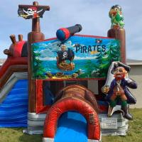China 27ft Adults Size Pirate Ship Inflatable Bounce House with Slide and WaterSlide Combo for sale