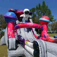 China Explore the Planet Inflatable Toy Astronaut Inflatable Water Slides with Water Pool for sale