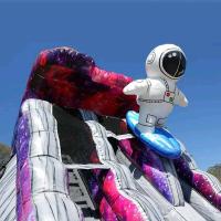 China Explore the Planet Inflatable Toy Astronaut Inflatable Water Slides with Water Pool for sale