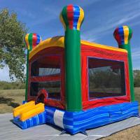 China CE/EN71/EN14960 Certified Inflatable Rainbow Hot Air Balloon Bounce House Castle for Kids for sale