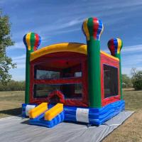 China CE/EN71/EN14960 Certified Inflatable Rainbow Hot Air Balloon Bounce House Castle for Kids for sale