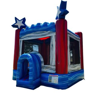 China Customer Logo PVC Toddler Bed Blue Star Inflatable Bounce House Jumping Castle for Rent for sale