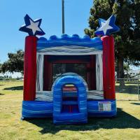 China Customer Logo PVC Toddler Bed Blue Star Inflatable Bounce House Jumping Castle for Rent for sale