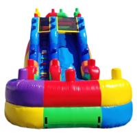 China Customer Size Fancy Inflatable Water Slide with Wide Slide and Water Pool for sale