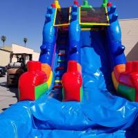 China Customer Size Fancy Inflatable Water Slide with Wide Slide and Water Pool for sale