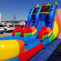 China Customer Size Fancy Inflatable Water Slide with Wide Slide and Water Pool for sale
