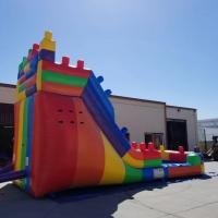 China Customer Size Fancy Inflatable Water Slide with Wide Slide and Water Pool for sale