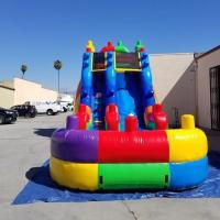 China Customer Size Fancy Inflatable Water Slide with Wide Slide and Water Pool for sale