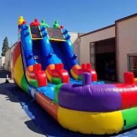 China Customer Size Fancy Inflatable Water Slide with Wide Slide and Water Pool for sale