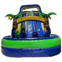 China Indoor Double-layer Reinforced PVC Palm Tree Inflatable Double Slide Water Slide with Pool for Kids and Adults for sale