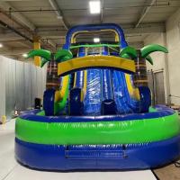 China Indoor Double-layer Reinforced PVC Palm Tree Inflatable Double Slide Water Slide with Pool for Kids and Adults for sale