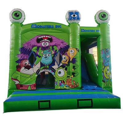 China PORTABLE 18ft Monsters Inc. Inflatable Bounce House with Dry Slide and Small Obstacles for sale