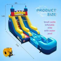 China Water Pool Castle Style Inflatable Bouncy Fancy Long Water Slide for Kids and Adults for sale