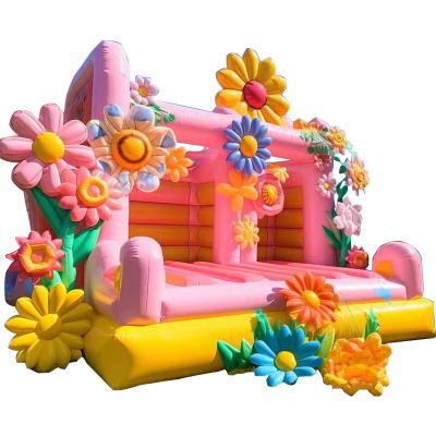 China PORTABLE Attractive Wedding Inflatable Trampolines 2024 Castle with Decorative Flowers for sale