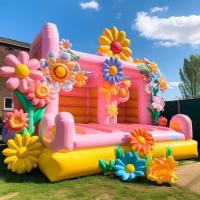 China PORTABLE Attractive Wedding Inflatable Trampolines 2024 Castle with Decorative Flowers for sale