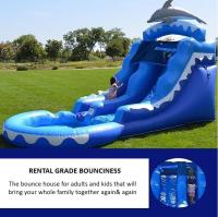 China Gray Little Whale Inflatable Water Slide with Blue Ocean Water Pool and Blower Included for sale