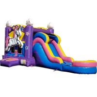 China Unisex PORTABLE 3D Rainbow Unicorn Inflatable Bounce House with Slide n combo waterslide for sale