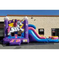 China Unisex PORTABLE 3D Rainbow Unicorn Inflatable Bounce House with Slide n combo waterslide for sale