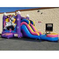 China Unisex PORTABLE 3D Rainbow Unicorn Inflatable Bounce House with Slide n combo waterslide for sale