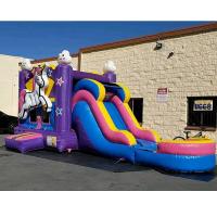China Unisex PORTABLE 3D Rainbow Unicorn Inflatable Bounce House with Slide n combo waterslide for sale