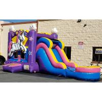 China Unisex PORTABLE 3D Rainbow Unicorn Inflatable Bounce House with Slide n combo waterslide for sale