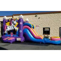 China Unisex PORTABLE 3D Rainbow Unicorn Inflatable Bounce House with Slide n combo waterslide for sale