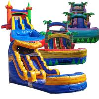 China Portable Fun Guaranteed with Small Tropical Inflatable Waterslide Combo Bounce House for sale