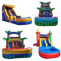 China Portable Fun Guaranteed with Small Tropical Inflatable Waterslide Combo Bounce House for sale