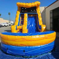 China Portable Fun Guaranteed with Small Tropical Inflatable Waterslide Combo Bounce House for sale