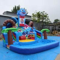 China Customized Color Popular Small Shark Inflatable Water Slide with Pool for sale