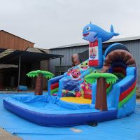 China Customized Color Popular Small Shark Inflatable Water Slide with Pool for sale