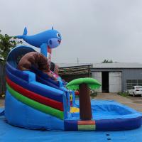 China Customized Color Popular Small Shark Inflatable Water Slide with Pool for sale