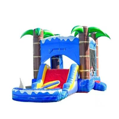 China Blower Included Double-layer Reinforcement PVC Inflatable Water Slide with Climbing Wall for sale