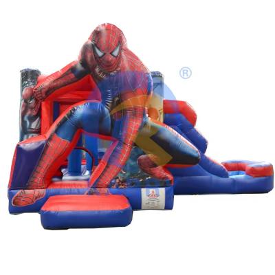 China Spiderman Castle Slide Combo with Swimming Pool in Commercial Inflatable Amusement Park for sale