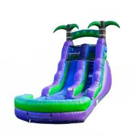 China 25FT Inflatable Water Slide with Water Pool and Palm Tree Pattern Large Bounce House for sale