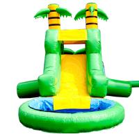 China 25FT Inflatable Water Slide with Water Pool and Palm Tree Pattern Large Bounce House for sale
