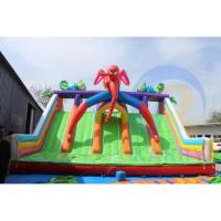 China Commercial Spiderman Bounce House Obstacle Combo Castle Inflatable Bouncer Water Slide for sale