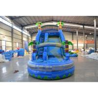 China CE Standard Air Blower Included Blue Palm Tree Slide Inflatable Bouncer for Kids' Fun for sale