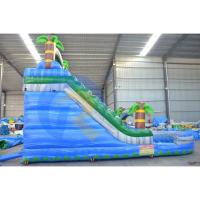 China CE Standard Air Blower Included Blue Palm Tree Slide Inflatable Bouncer for Kids' Fun for sale