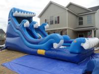 China 18ft PVC Blue Inflatable Water Slide with Pool Karry Tropical Jumping Bouncy Castle for sale
