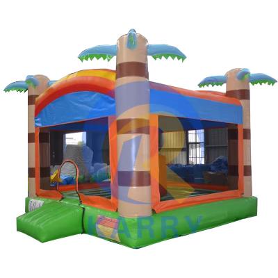 China Unisex Children's Inflatable Bouncer House with Customizable Palm Tree Trampoline Bed for sale
