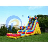 China Karry Target 0.55mm PVC Tarpaulin Yellow Magic Color Inflatable Water Slide with Pool for sale