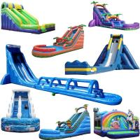 China Karry Target 0.55mm PVC Tarpaulin Yellow Magic Color Inflatable Water Slide with Pool for sale