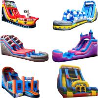 China Karry Target 0.55mm PVC Tarpaulin Yellow Magic Color Inflatable Water Slide with Pool for sale