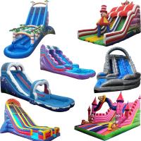 China Karry Target 0.55mm PVC Tarpaulin Yellow Magic Color Inflatable Water Slide with Pool for sale