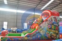China Cartoon Mario Inflatable Double Slide for Jumping and Swimming Max Capacity 100-500kg for sale